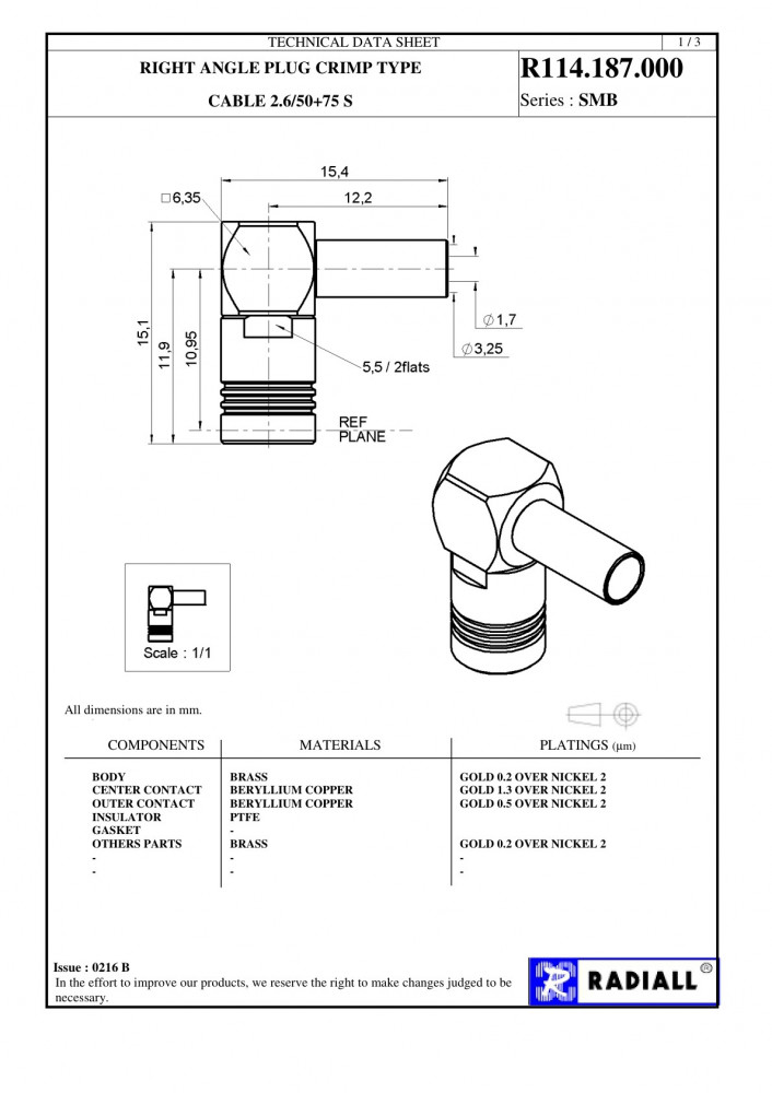 Radiall R114187000 datasheet image, page 1