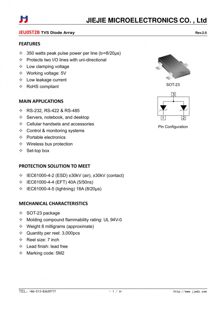 JEU05T2B datasheet page 1