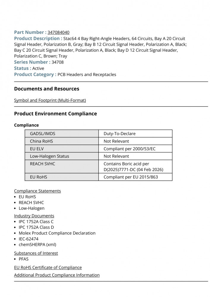 MOLEX 347084040 technical document image 1