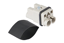 Heavy-Duty Screw Axial Terminal Insert, Male, 2-Pole, 40A, Silver (Ag) Plated Contacts, Size 3A «21x21», with Insulating Shrink Tube, 4.00-10.00mm² wire