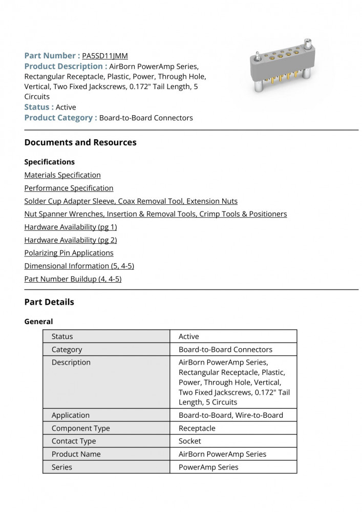 PA5SD11JMM technical document page 1