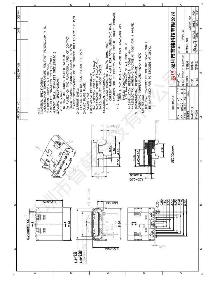 SHOU HAN SH2-U262-161N-4BVC11 specification page 1