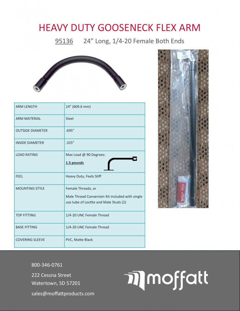 95136 heavy duty gooseneck flex arm product document image
