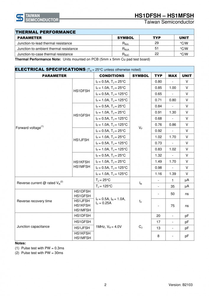 HS1KFSH technical document page 2