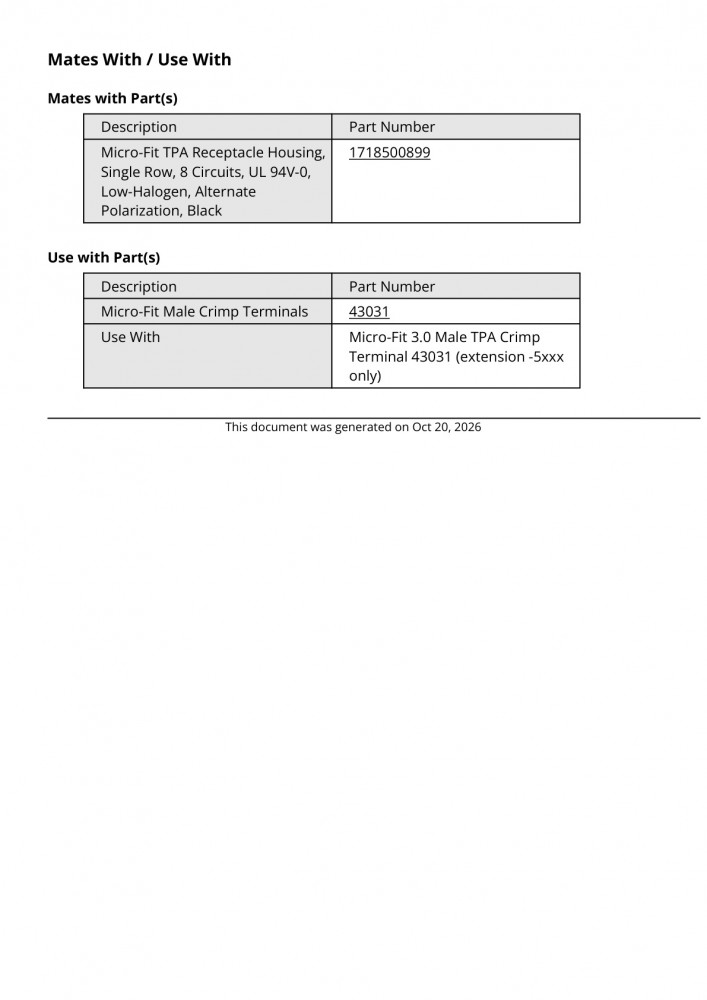 Product document image 3 for MOLEX 2008750198