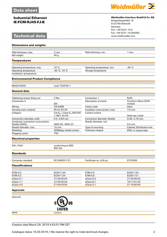 WEIDMULLER 1018820000 technical document page 2