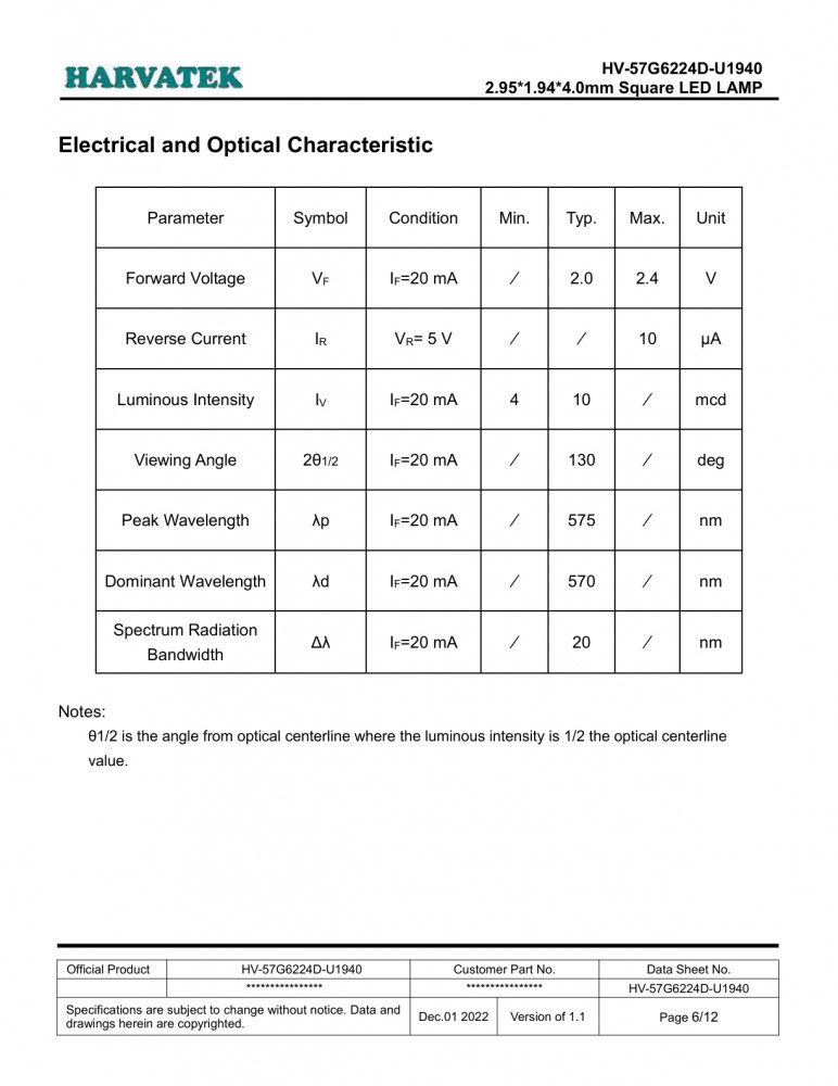 HV-57G6224D-U1940 datasheet page 6