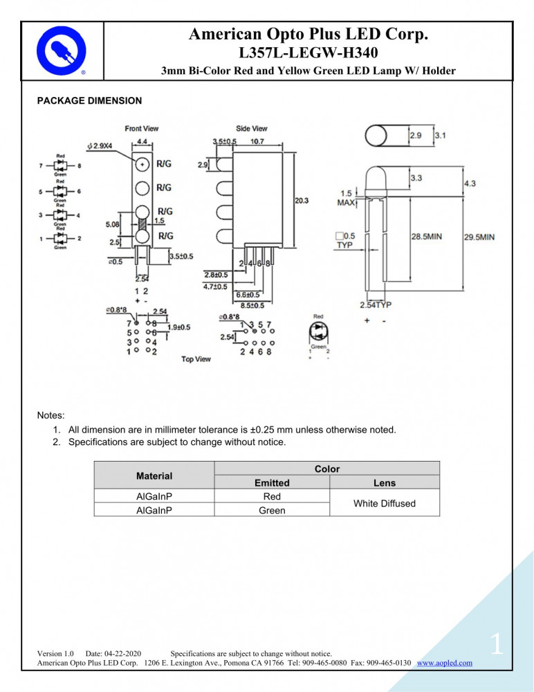 L357L-LEGW-H340 datasheet page 1