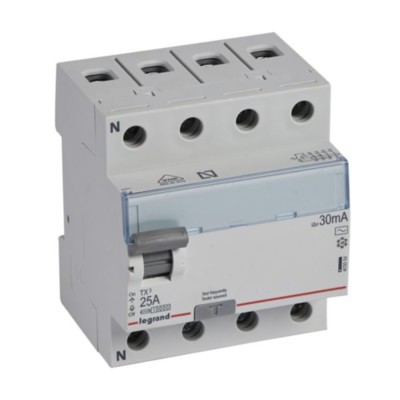 RCCB TX³ - 4P 400V~ 25A AC type - 30mA sensitivity - Neutral on left-hand side - Without auxiliaries for sale