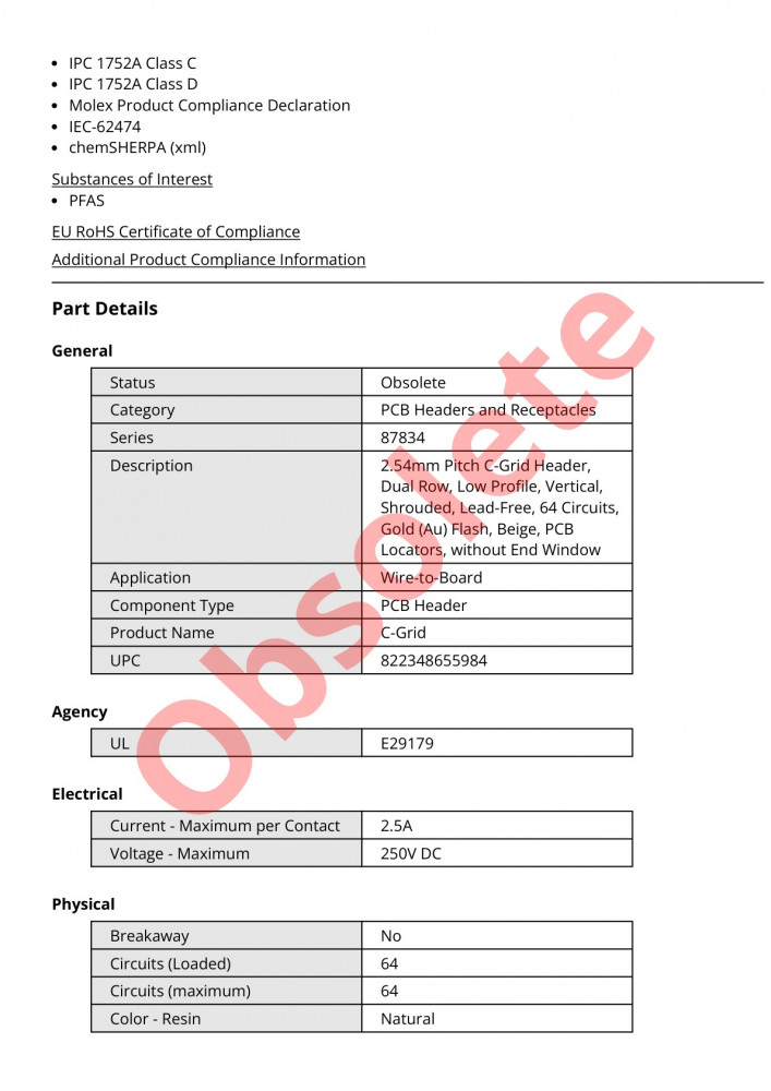 Technical document page 2 for MOLEX 878346411