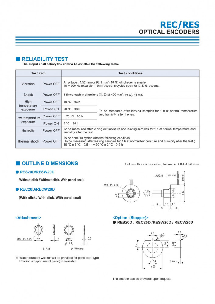 RECW20D product documentation page 3