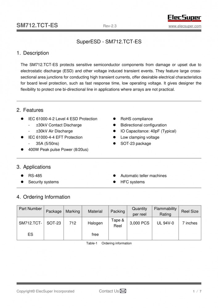 SM712.TCT-ES datasheet page 1