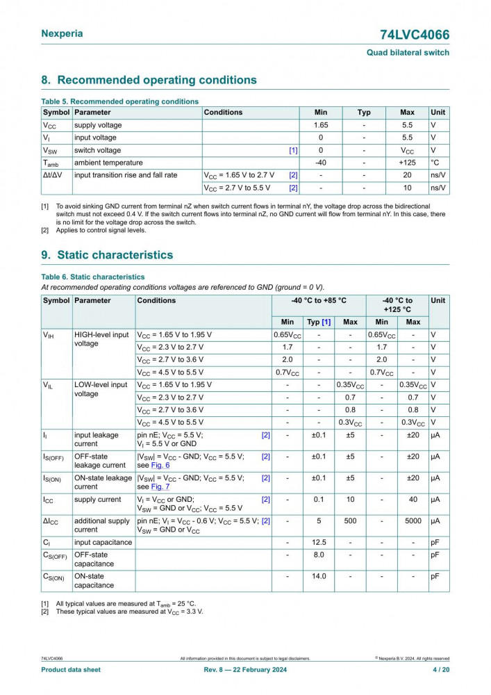 74LVC4066D,118 datasheet page 4