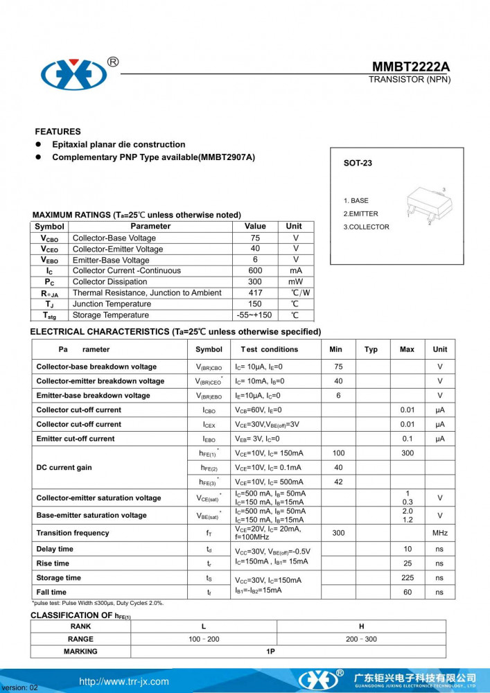 MMBT2222A-1P datasheet page 1