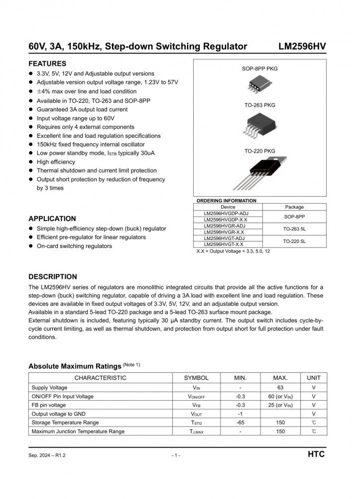 LM2596HV datasheet page 1