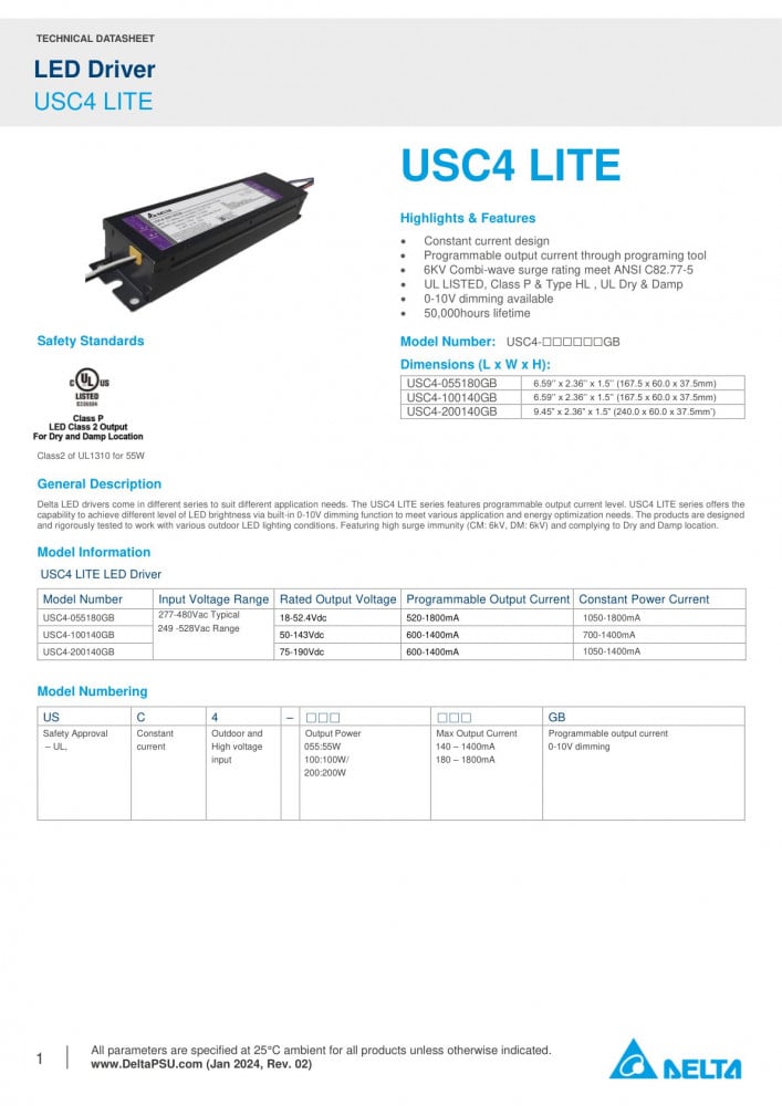 USC4 LITE datasheet page 1