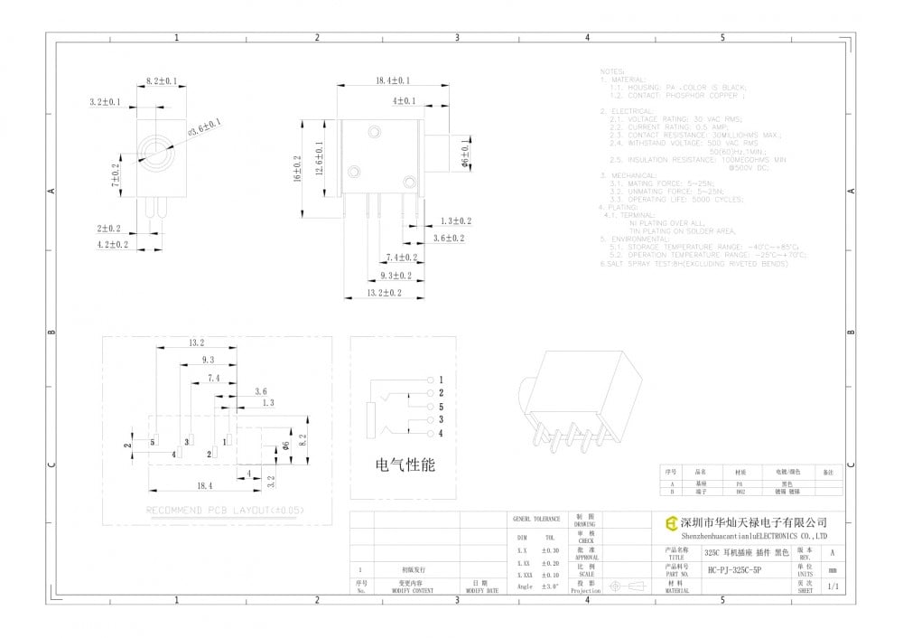 HC-PJ-325C-5P technical drawing preview