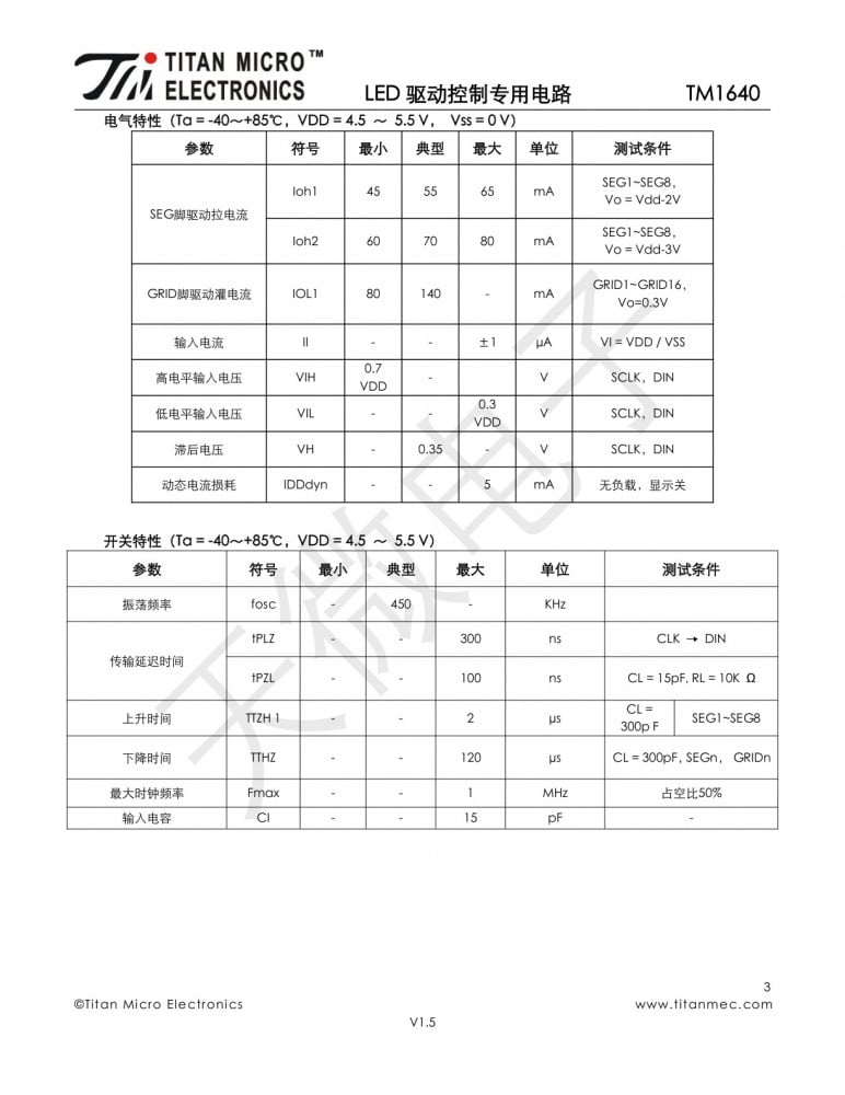 TM1640 datasheet page 3