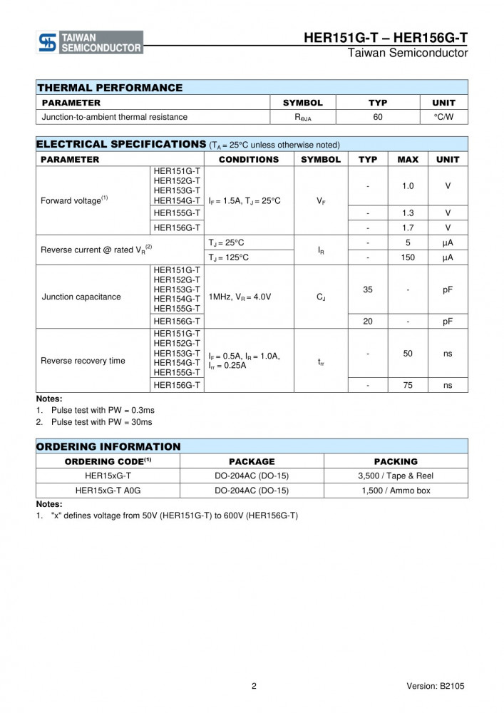 HER152G-T datasheet page 2