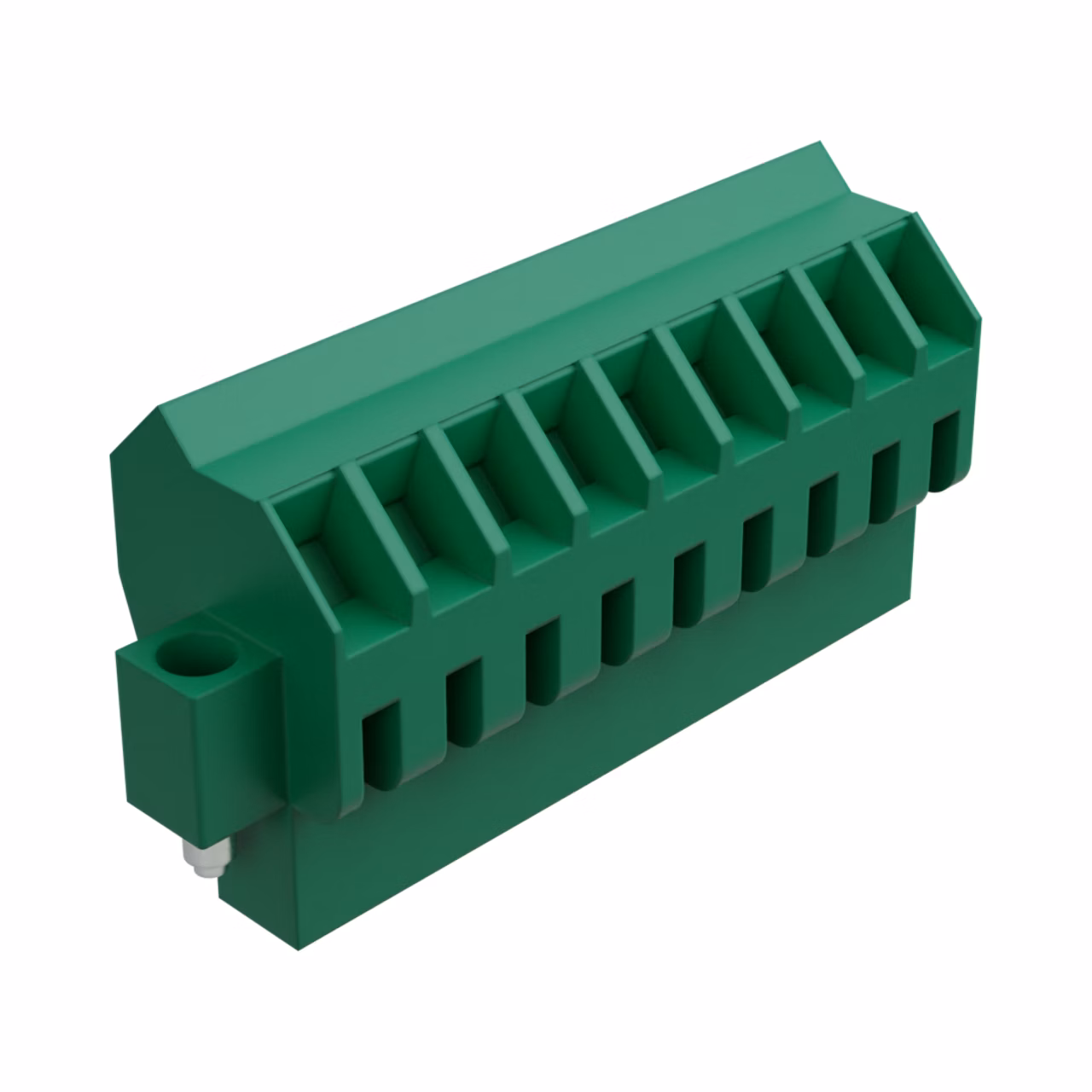 5.08mm Pitch Eurostyle 45° Wire Entry Plug, with Mounting Ends, 9 Circuits, Green for sale