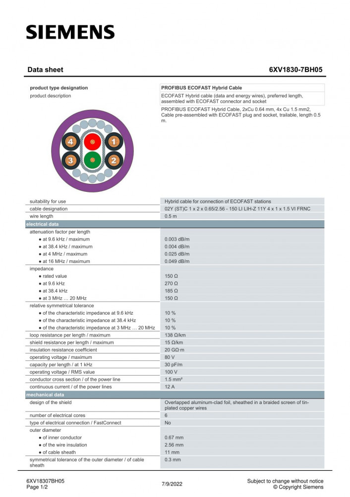 6XV18307BH05 technical document page 1