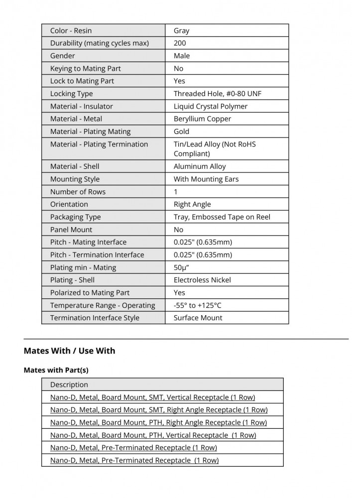 Technical document page 2 for NK-1C2-021-125-TH00