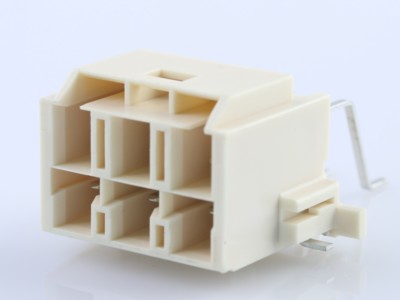 CP-6.5 Header, 6.50mm Pitch, Dual Row, Right-Angle, Polarized, Surface Mount, Tray Packaging, 6 Circuits, Blue