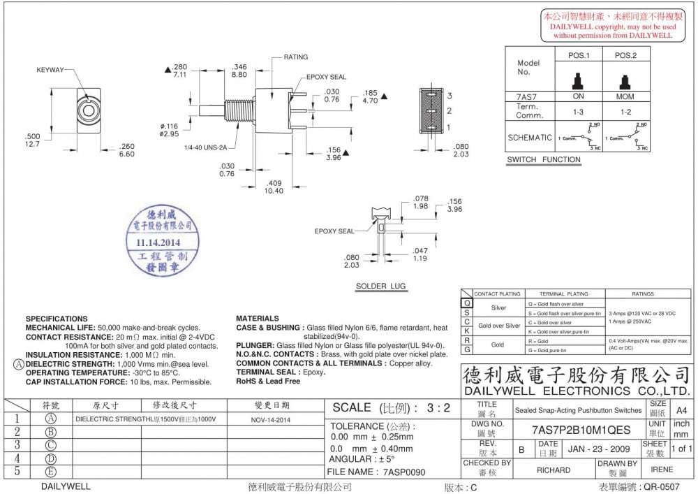 Dailywell 7AS7P2B10M1QES-5 technical drawing