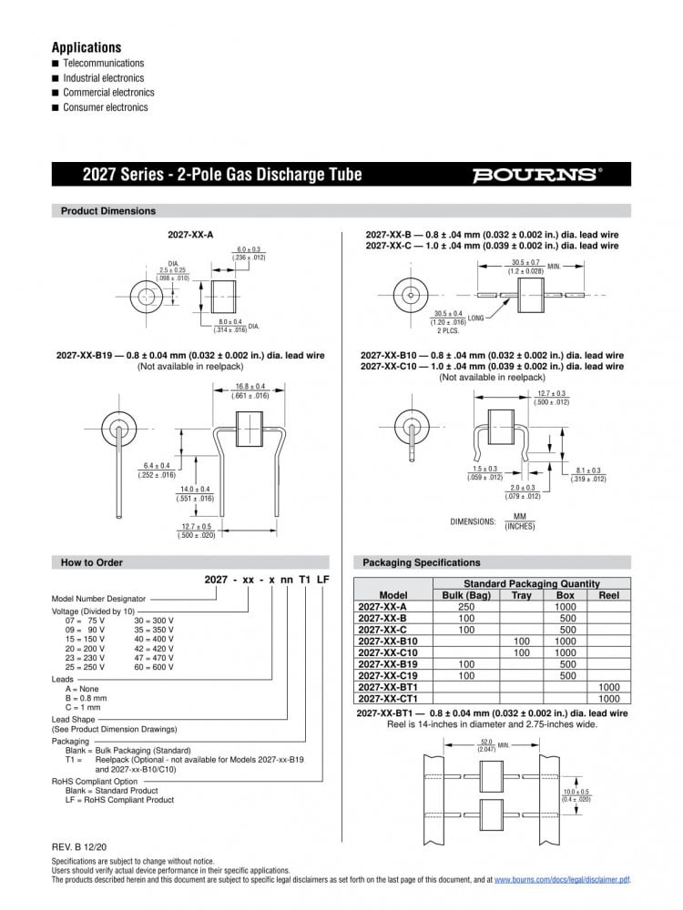 Bourns 2027 series datasheet page 2