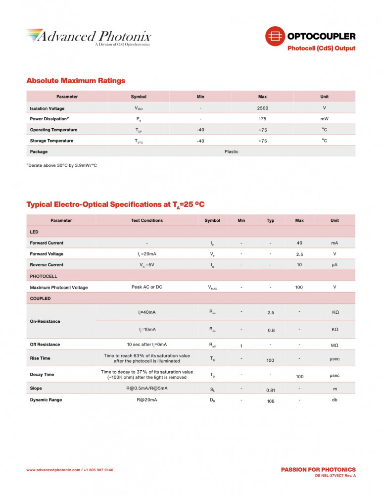 NSL-37V5C7 datasheet page 2