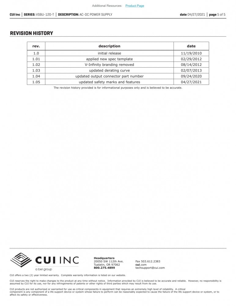 VSBU-120-T3512B datasheet page 5