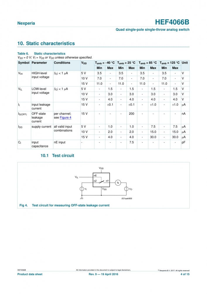 HEF4066BT datasheet page 4