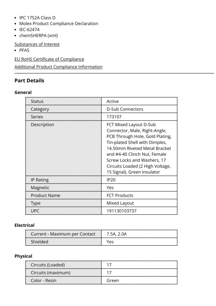 MOLEX 1731070896 product drawing preview, page 2