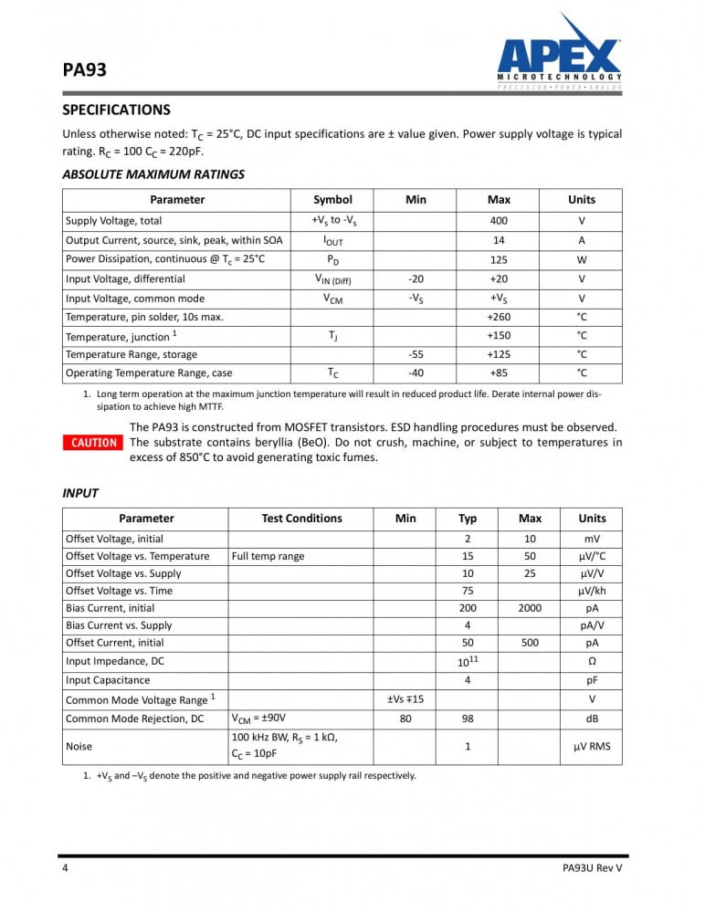 PA93EE datasheet page 4