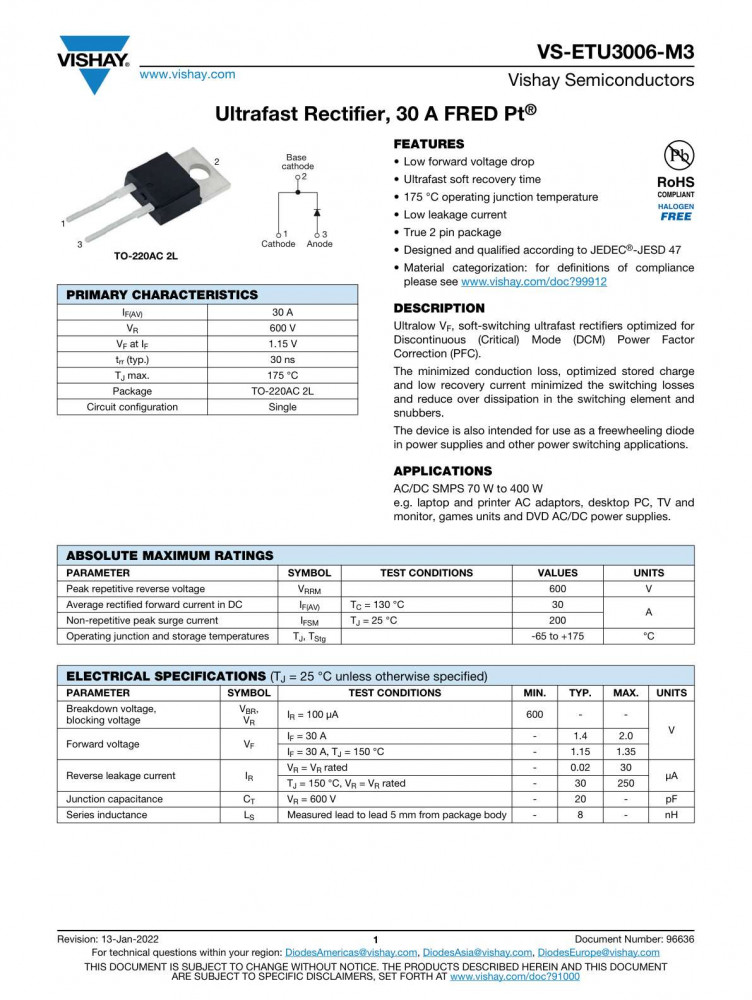 VS-ETU3006-M3 datasheet page 1