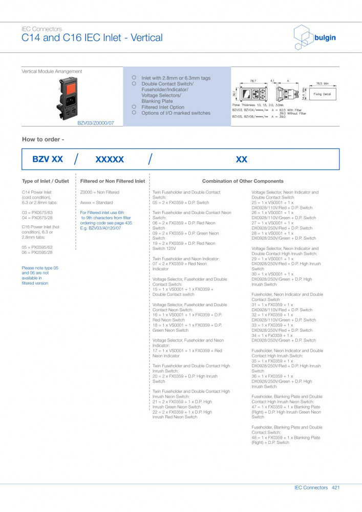 Bulgin power entry module documentation page 6