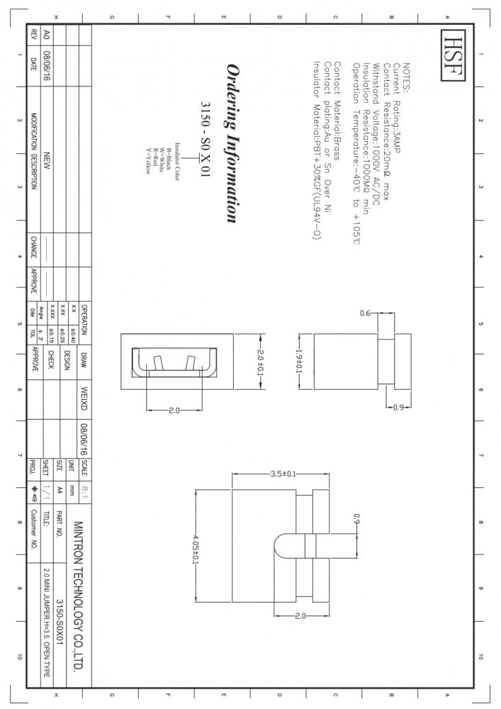 MINTRON 3150-S0B01 technical drawing