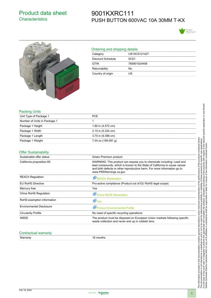9001KXRC111 technical document preview