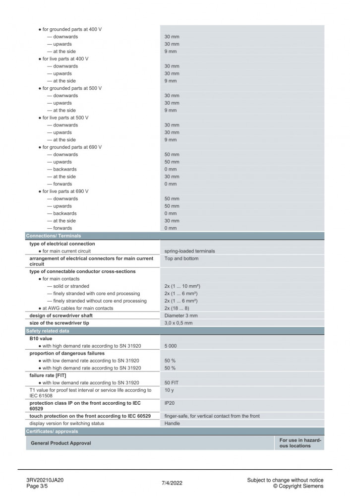 3RV20210JA20 technical document page 3