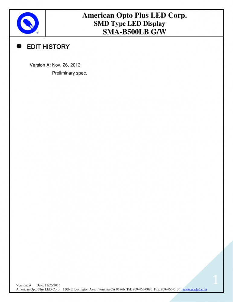 SMA-B500LB G/W datasheet page 1