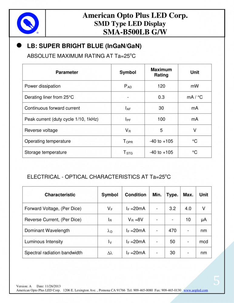 SMA-B500LB G/W datasheet page 5
