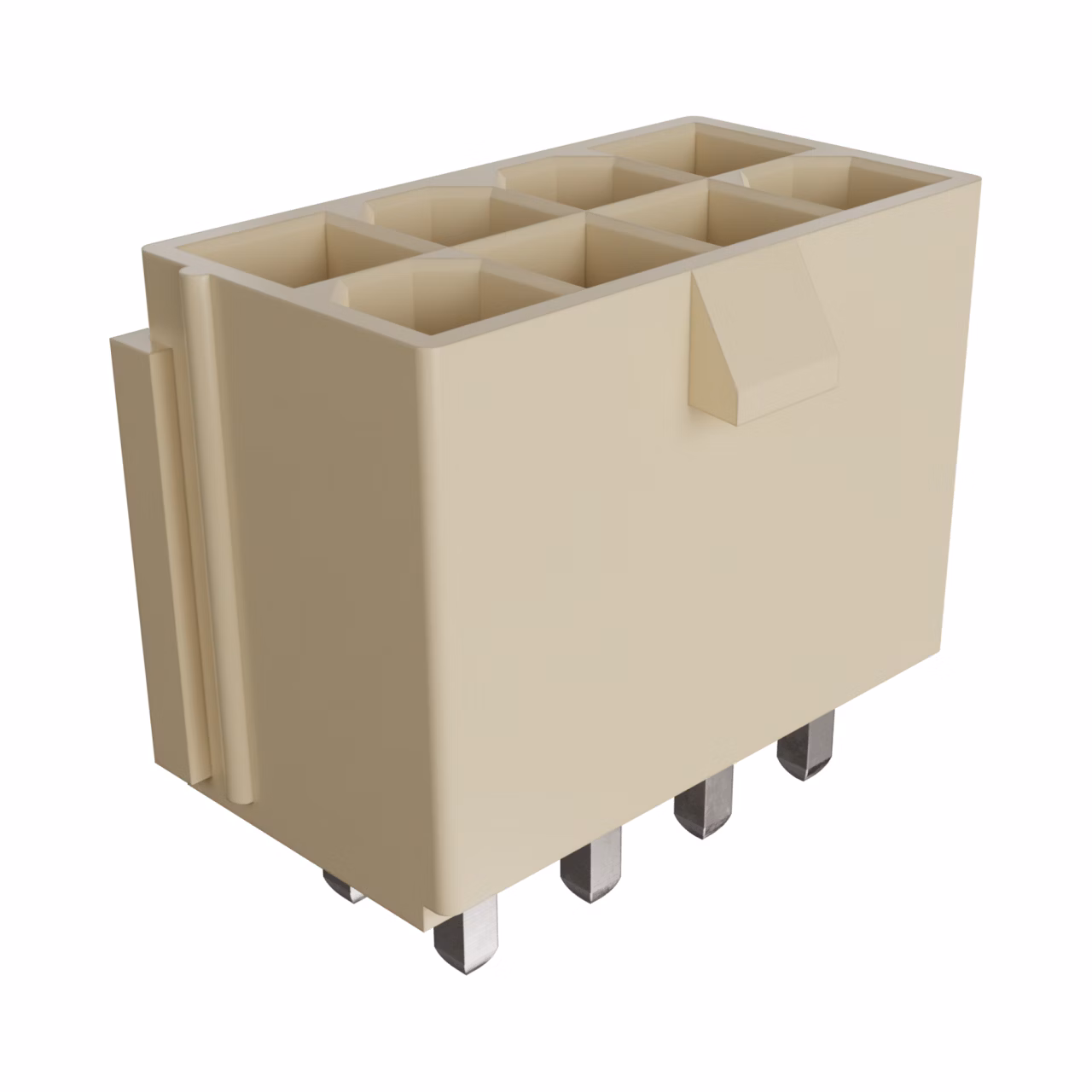2.00mm Pitch, Milli-Grid PCB Header, Dual Row, Vertical, Surface Mount, Shrouded, 8 Circuits, 0.76µm Gold (Au) Plating, Single Side Slot, Center Friction Lock, with Pegs, with Cap, Tape and Reel