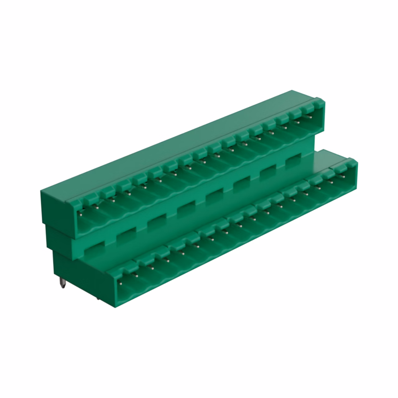 5.00mm Pitch Eurostyle Horizontal Dual Level PCB Header, Closed Ends, Green Housing, 34 Circuits for sale