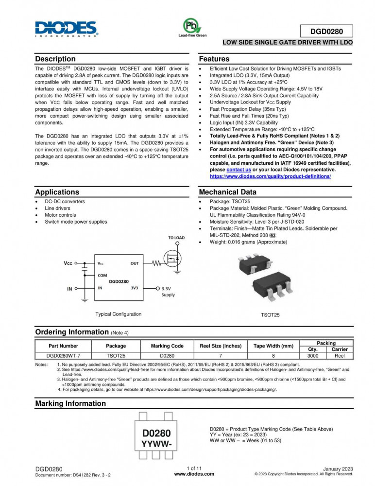 DGD0280WT-7 datasheet page 1