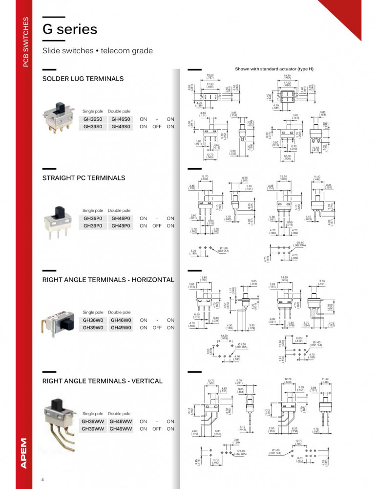 APEM G series datasheet page 4