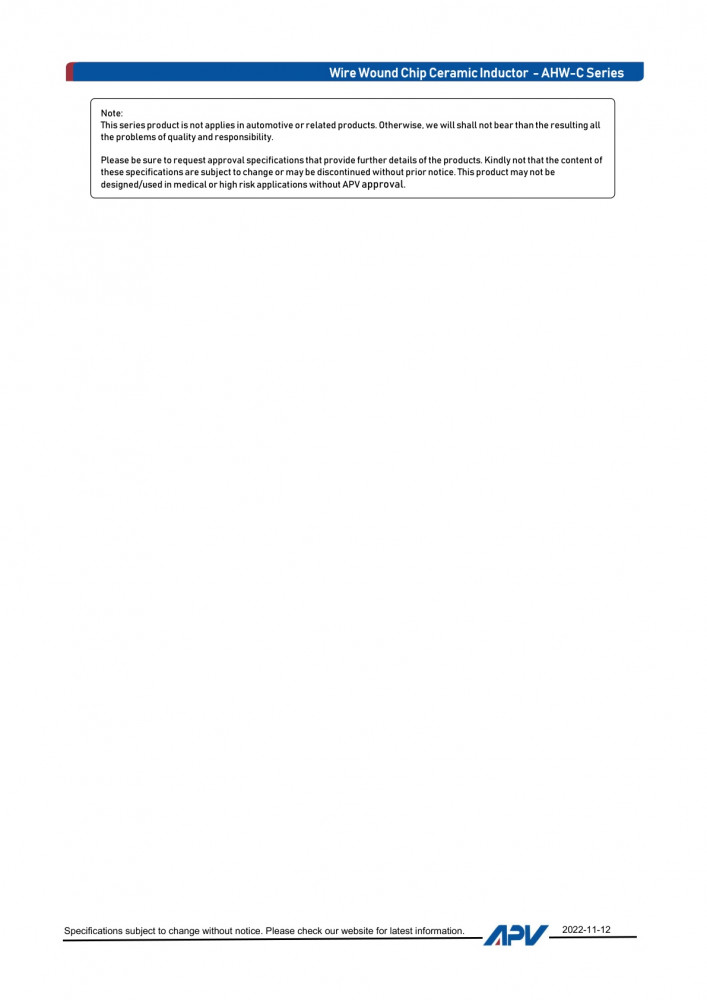 APV AHW series datasheet page 8