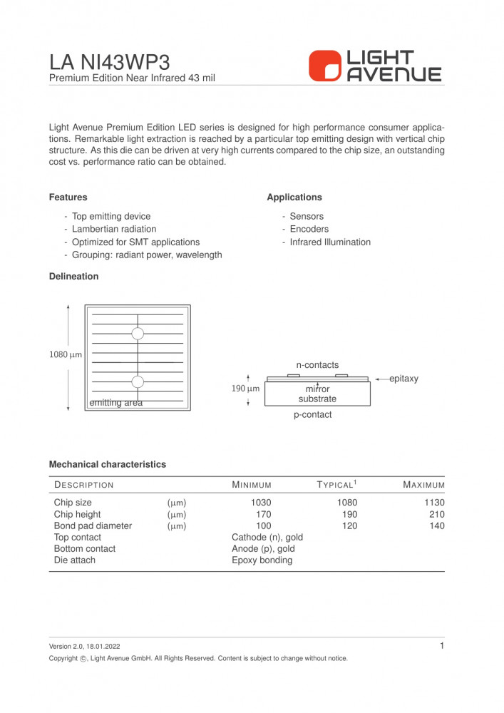 LA NI43WP3 technical document page 1