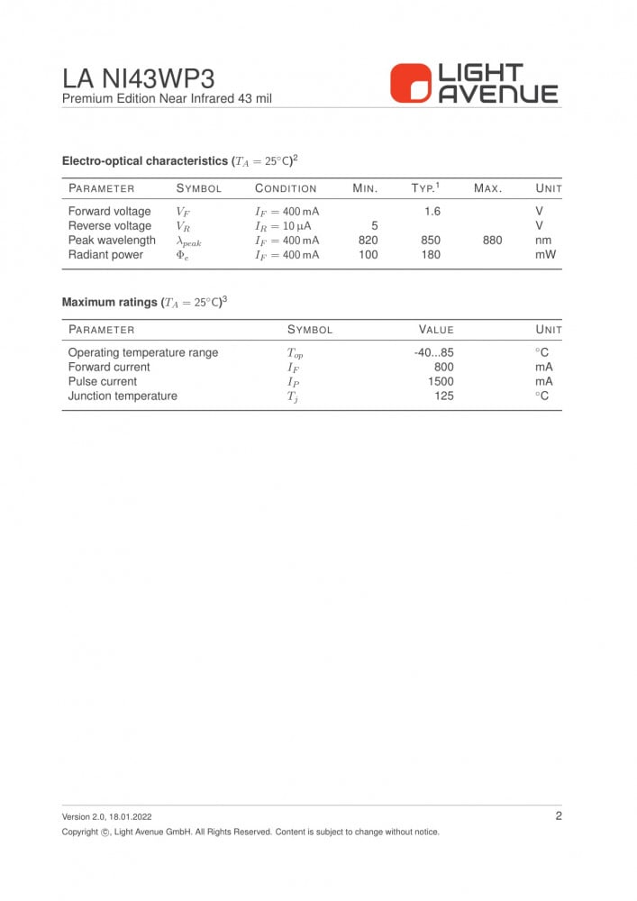 LA NI43WP3 technical document page 2
