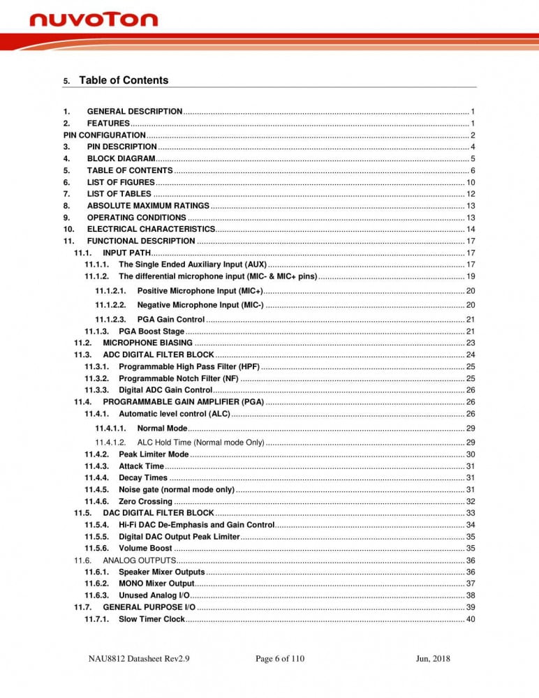 NAU8812 datasheet page 6