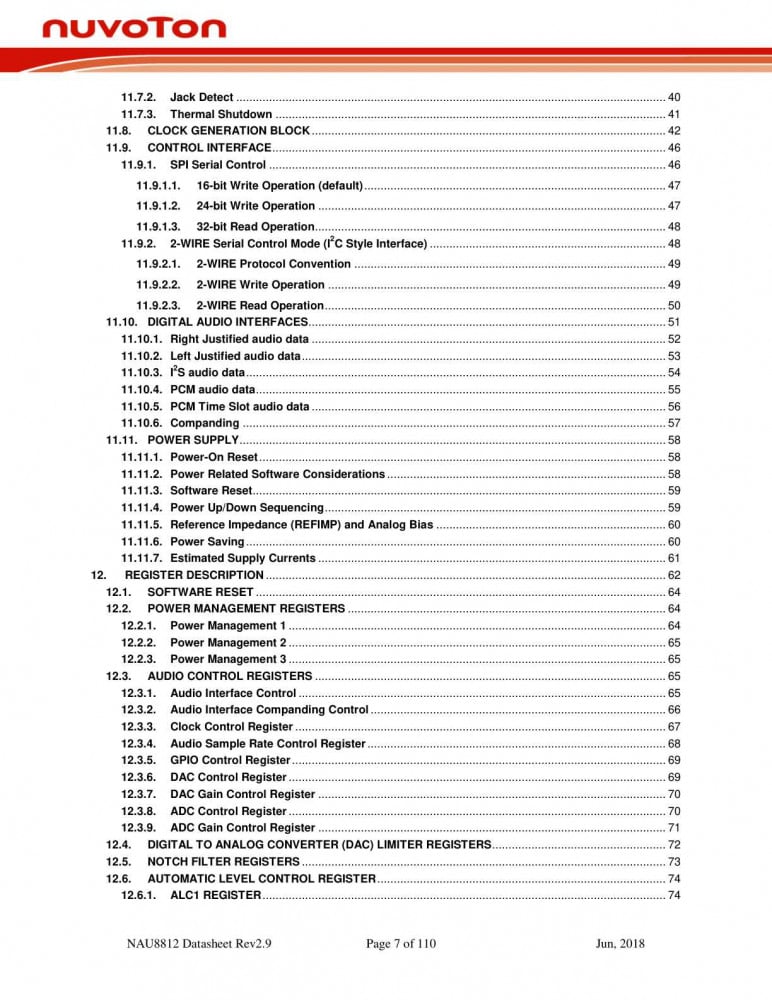 NAU8812 datasheet page 7